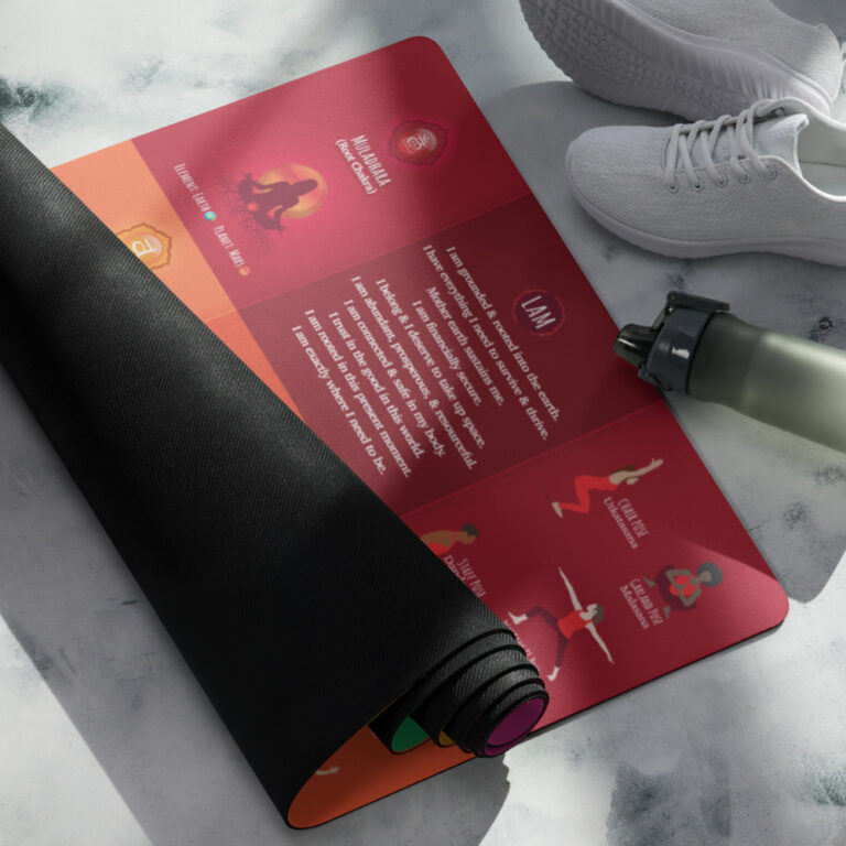 7 Chakra Yoga Poses, Affirmations, Visualization Yoga Mat – Chakra Plaza