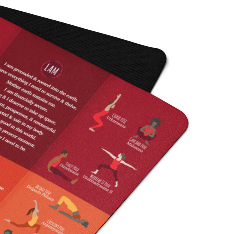 7 Chakra Yoga Poses, Affirmations, Visualization Yoga Mat – Chakra Plaza